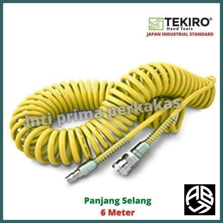 TEKIRO RECOIL HOSE 6 METER - SELANG ANGIN KOMPRESOR SPIRAL - KUNING ...