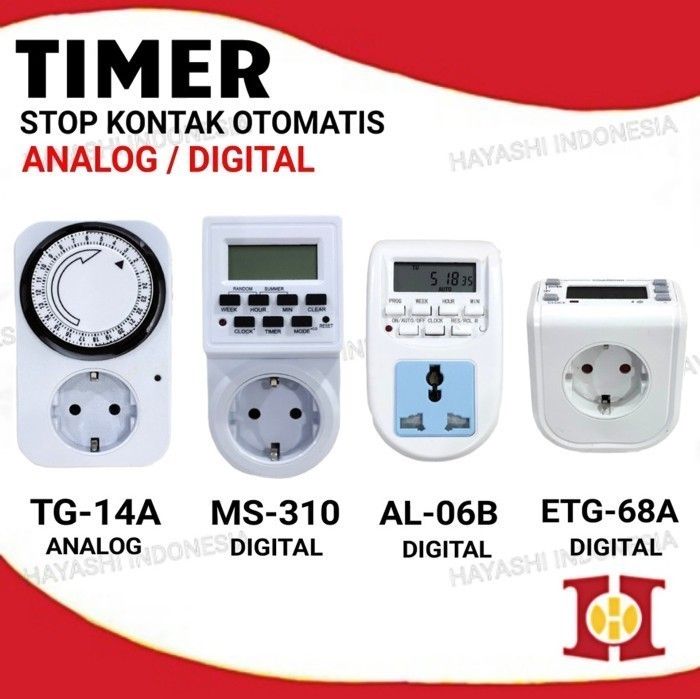 Stop Kontak Timer ON OFF Listrik Otomatis Manual Analog Digital 24 Jam ...