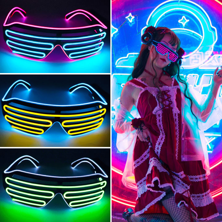 Led Sunglasses Pvc Material Sunglasses Neon Rave Glasses with Led ...