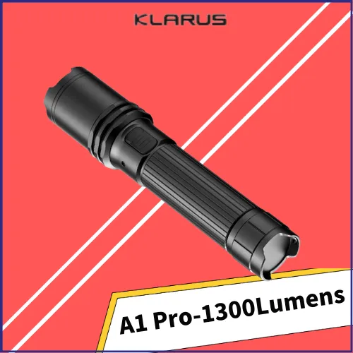 Klarus A1 Pro Type-C Rechargeable LED Flashlight 1300Lumen Side Dual-Switch 4 Light Modes With ...