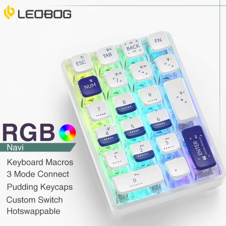 LEOBOG K21 Bluetooth Number Pad Mechanical Numeric Keypad 21 Key ...