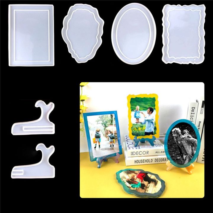 1*Photo Frame Epoxy Resin Mould DIY Round Square Frame Stand Handmade ...