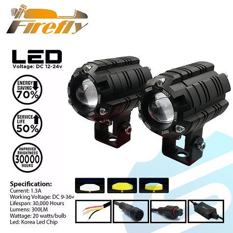 Firefly Brand Mini Driving Light V6 High and Low Beam White and Yellow ...