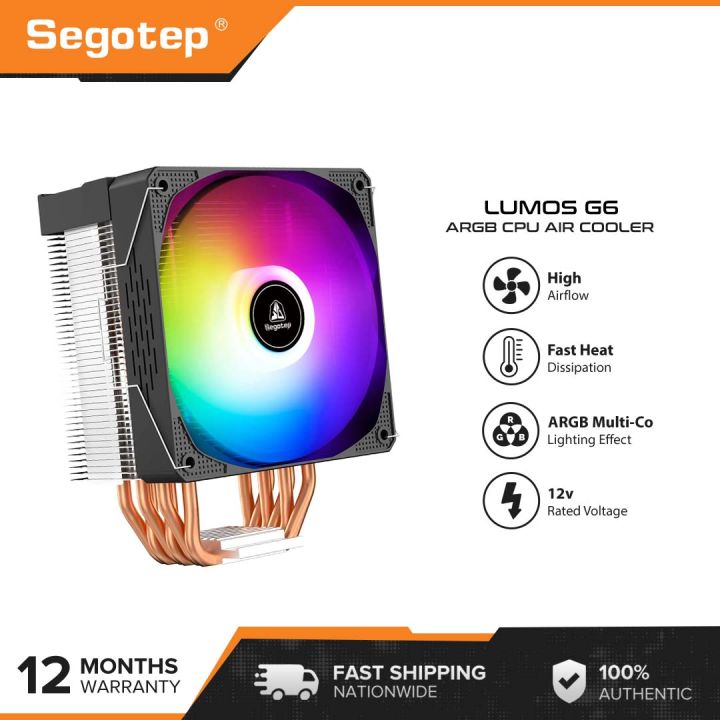 Segotep Lumos G6 Copper Heat Pipe Tower ARGB Lighting CPU Air Cooler ...