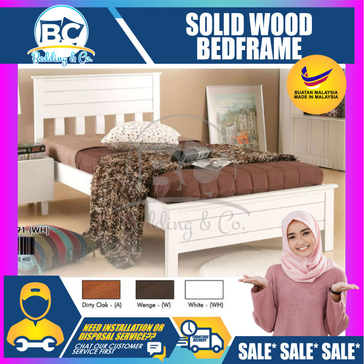 Fully Solid Wood Bed / Wooden Bed Bed / Adult Bedframe / Large Bed ...