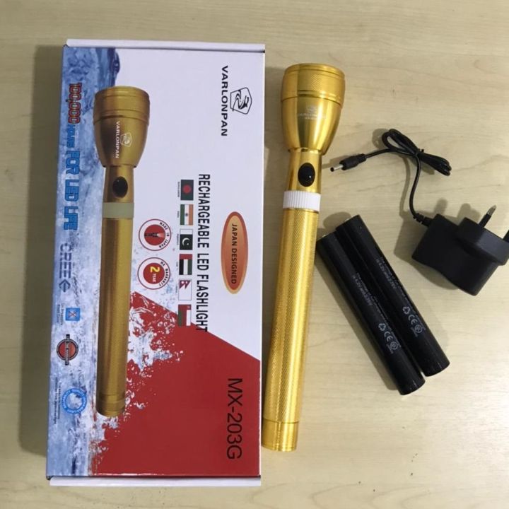 MX High-Intensity LED Rechargeable Torchlight with 2x AA Battery ...