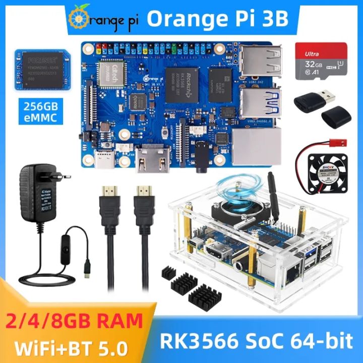 【One Year Warranty】 Orange Pi 3B Rockchip RK3566 64-Bit 2/4/8 GB RAM ...