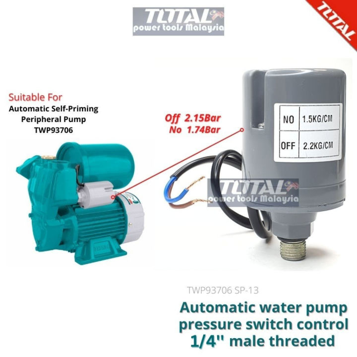 ♫TOTAL TWP93706 Automatic Self-Priming Peripheral Water Pump pressure switch control 14 Male ...