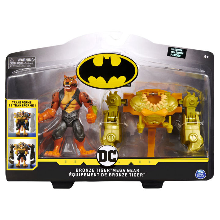DC Comics Batman 4-Inch Bronze Tiger Mega Gear Deluxe Action Figure with Transforming Armor Kack ...