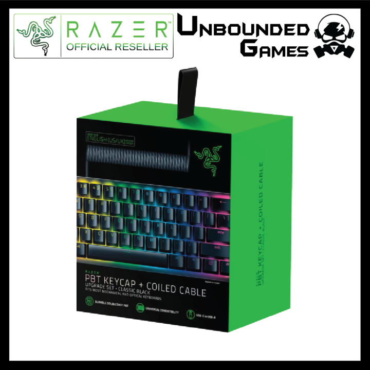 Razer Colored Doubleshot PBT Keycaps with Matching Cable PBT Keycap ...