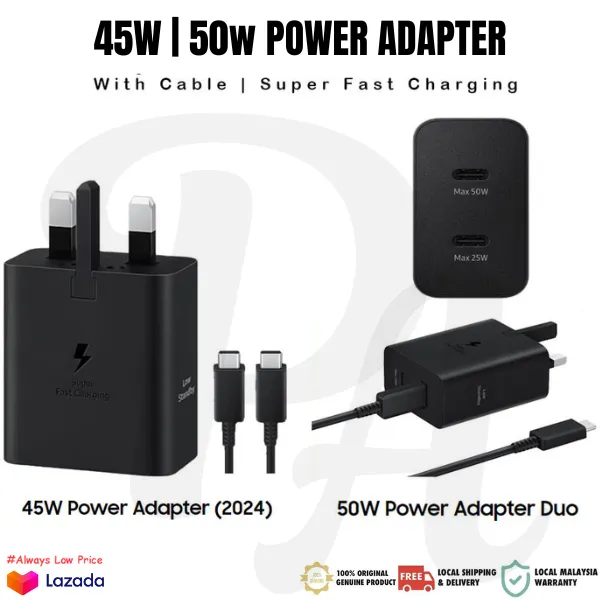 Samsung 45W Travel Adapter Super Fast Charging 2.0 with 5A Type C Cable ...