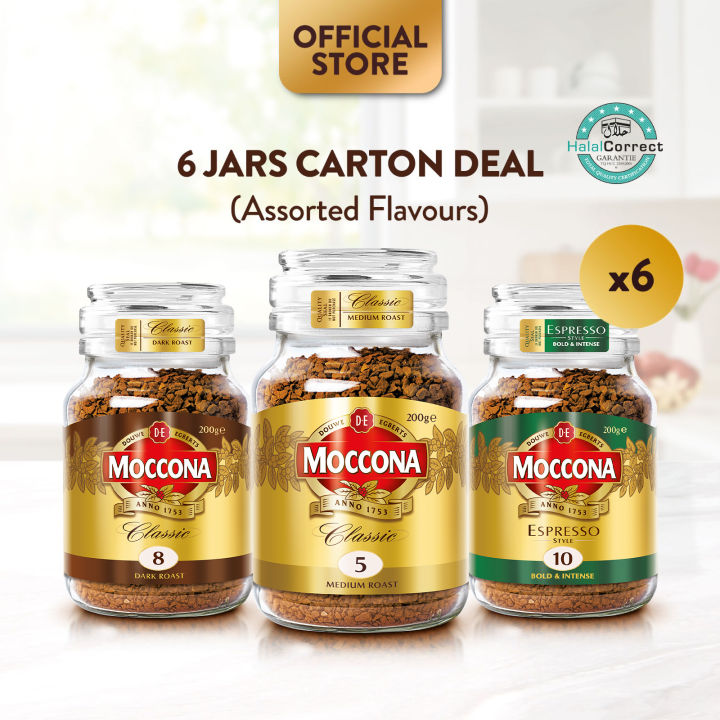 (Carton Deal 6 Bottles) MOCCONA Freeze Dried Instant Coffee Jar, 200g ...