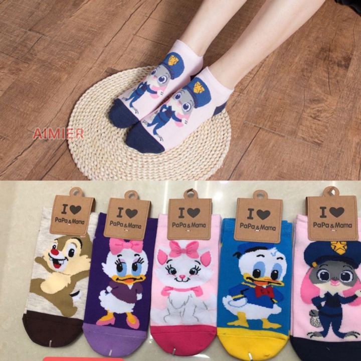 AIMIER 5 Pairs / set Korean cute cartoon boat socks cotton socks Style ...