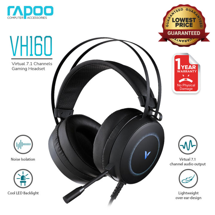 Rapoo VH160 Virtual 7.1 Channels Gaming Headset With RGB LED Headphone | Lazada PH