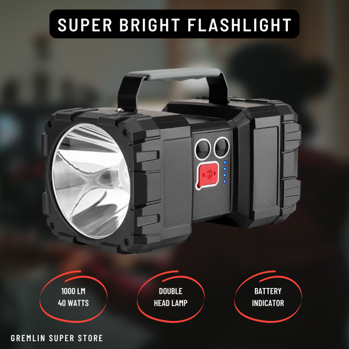 HEAVY DUTY FLASHLIGHT WATER AND DUST RESISTANCE 40W 1000LM | Lazada PH