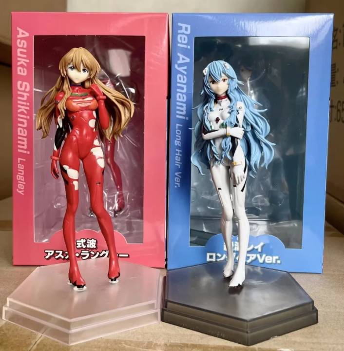 ร้านขายของเล่นเด็ก EVA 18Cm อายะนะมิเรอิ Asuka Langley Soryu Figure ผมยาวของขวัญรูปแบบอะนิเมะรอบ ...