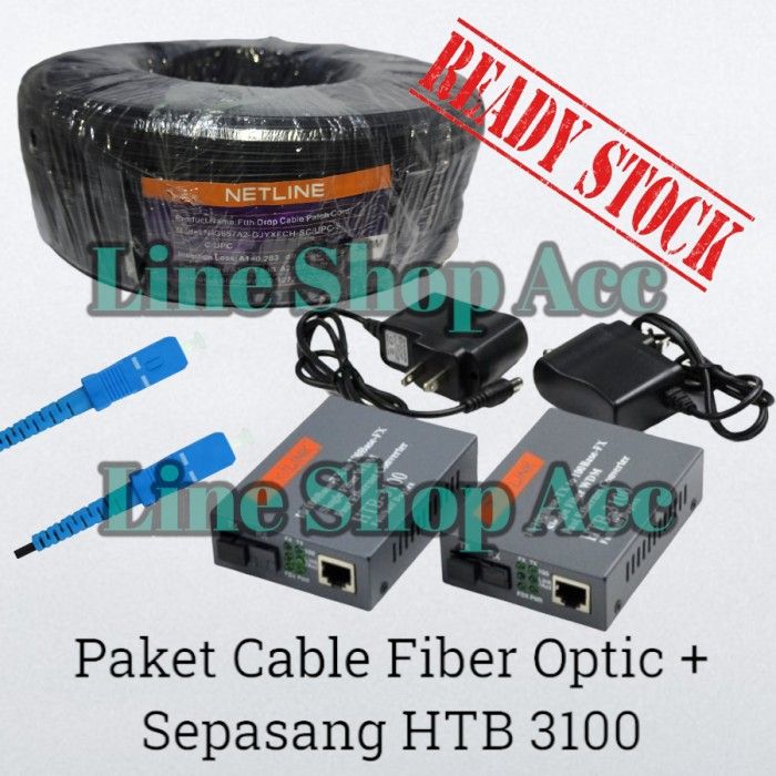 Paket Cable Fiber Optic 250 Meter + Media Converter HTB 3100 A dan B ...