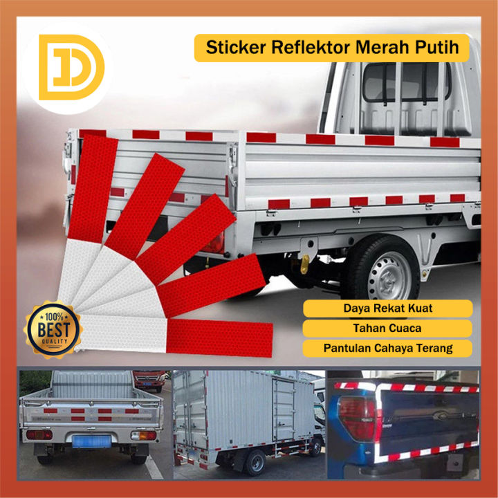 Stiker Reflektor Mobil Merah Putih Sticker Reflective Truck Uji Kir ...