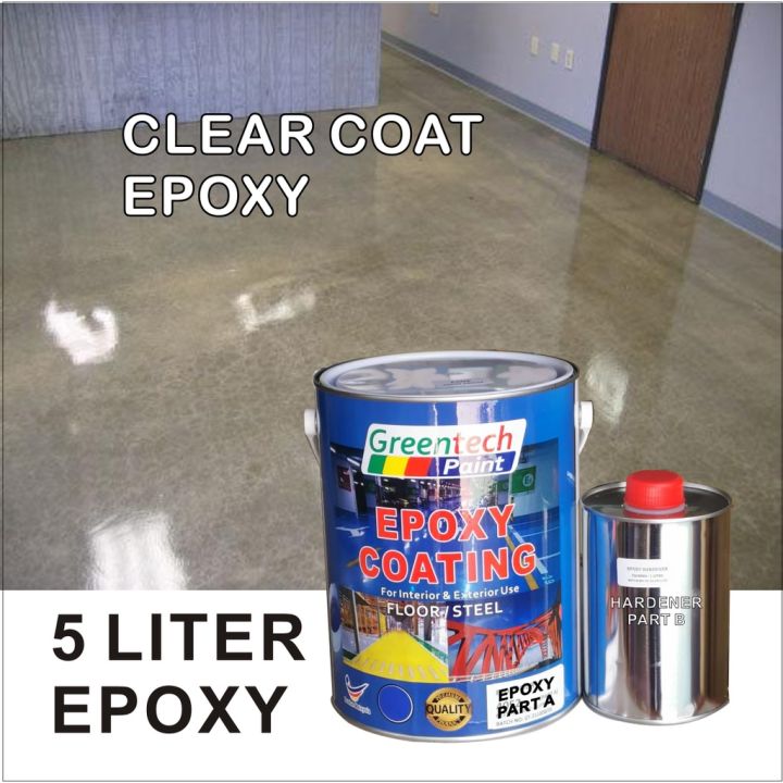 CLEAR EPOXY ( 5L GREENTECH EPOXY PAINT ) Cat Lantai ( 4Liter Paint ...
