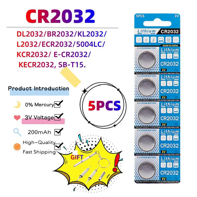 200mAh CR2032 CR2032 3V Lithium Watch Toy Calculator Car Key Remote ...