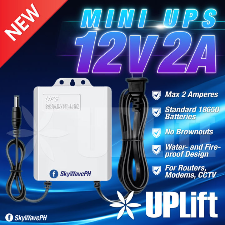 UPLift Mini UPS 12V 2A No Brownout Waterproof for Modems Routers CCTV ...