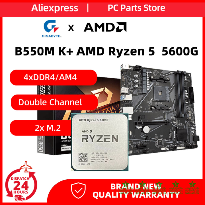 [kkde] Amd Ryzen 5 5600G + Gigabyte B 550M K Am4 Moederbord 128Gb B550M-K Moederbord ...