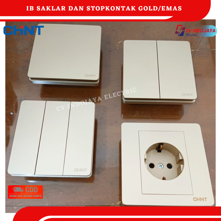 Saklar dan stop kontak CHINT switch socket warna emas/gold | Lazada ...