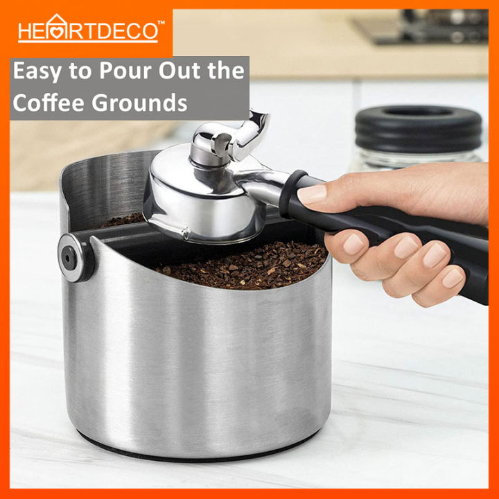 Stainless steel coffee knock boxes and handle coffee grounds containers ...