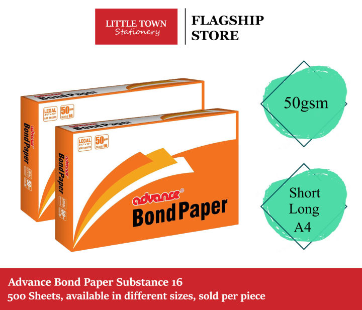 Advance Bond Paper 500 Sheets Ream Sub 16 / 50gsm | Lazada PH