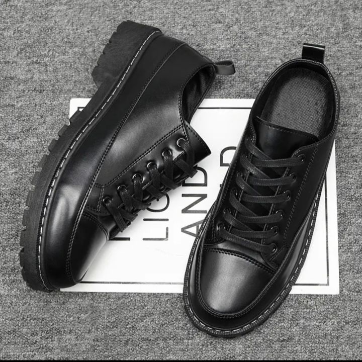 Full Black - Sepatu casual pria kekinian / Sepatu Tali Kulit Formal ...