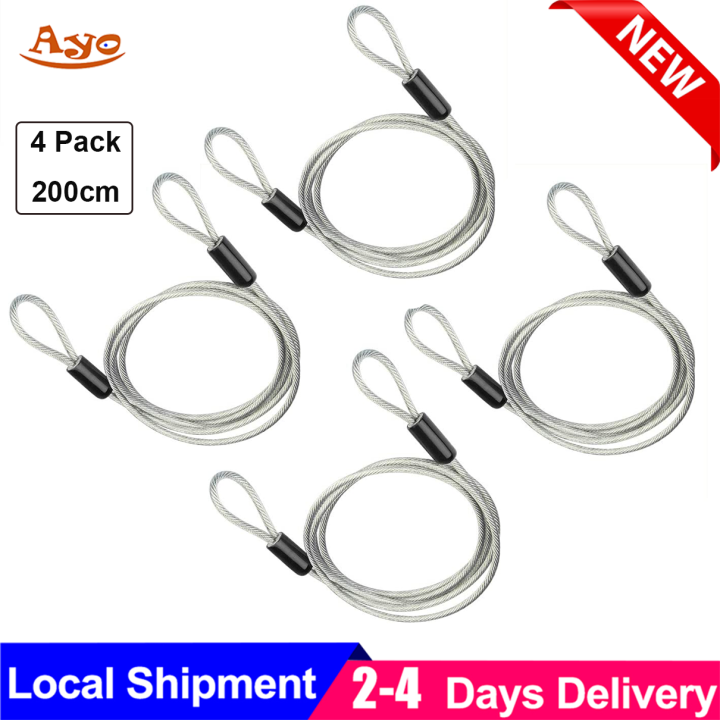4 PCS 200cm Security Loop Cable Bicycles Lock Fastener Heavy-Duty ...