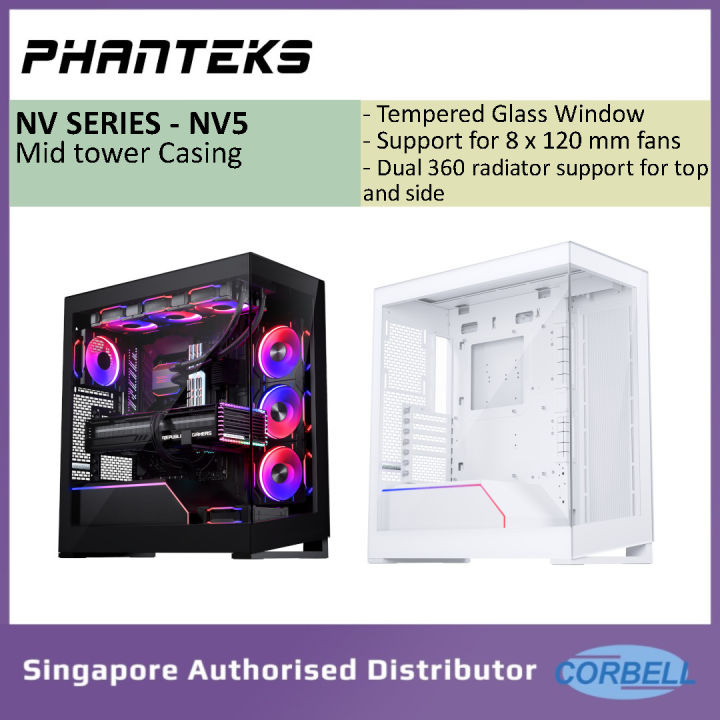 Phanteks NV Series NV5 Mid Tower Medium Casing Tempered glass windows ...
