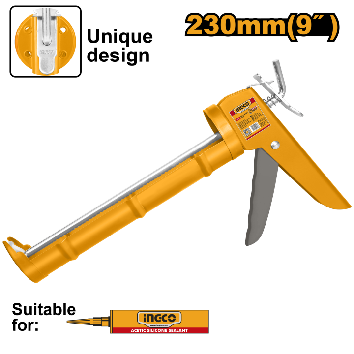 INGCO 9"/230mm Industrial Grade Caulking Silicon Sealant Gun 9" Ø51mm w ...