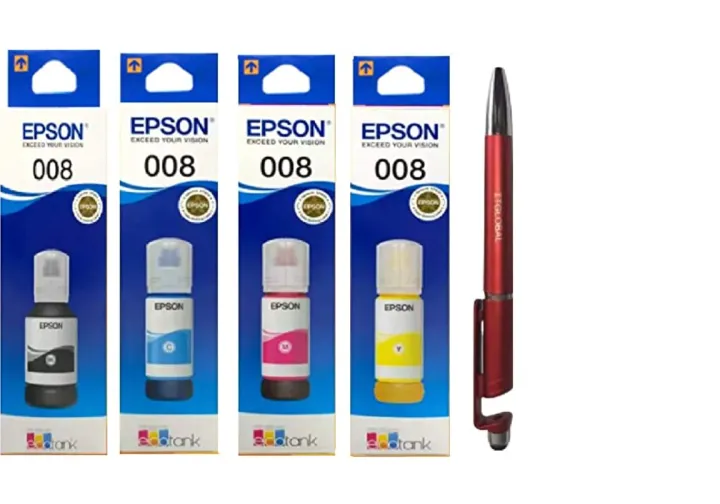 Refilled Epson ink 008 Black, Cyan, Yellow, Magenta Ink Bottle ...