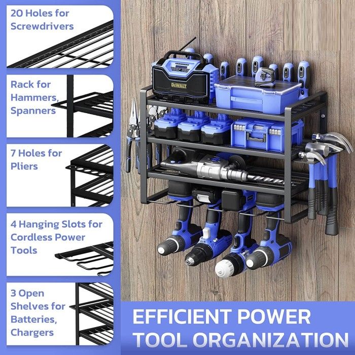 Power Tool Storage Rack Wall Mounted Organizer - Rak Gantung Dinding ...