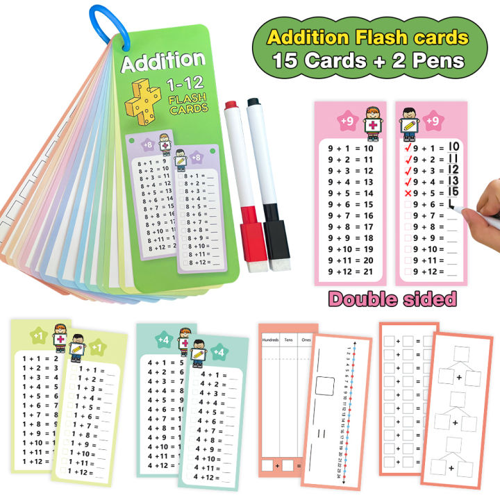 【คิดเลขเร็ว +】แบบฝึกหัด Addition Practice Flash Cards Dry Erase Board ...