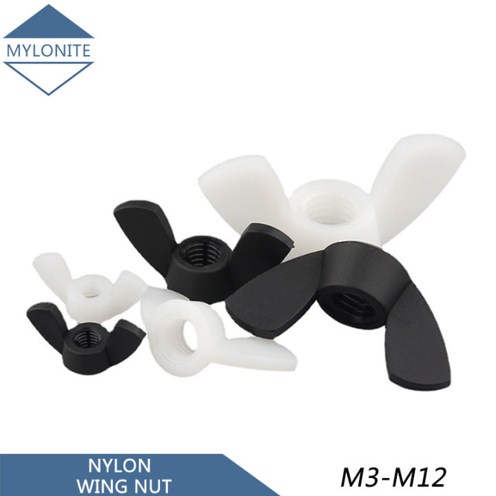 Nylon Wing Nuts Butterfly Nut to Fit Bolts & Screws Black White M3 M4 ...