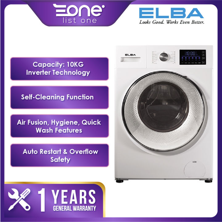 Elba 10KG Inverter Front Load Washing Machine EWF-J1040IN(WH) | Washer | Mesin Basuh | Lazada