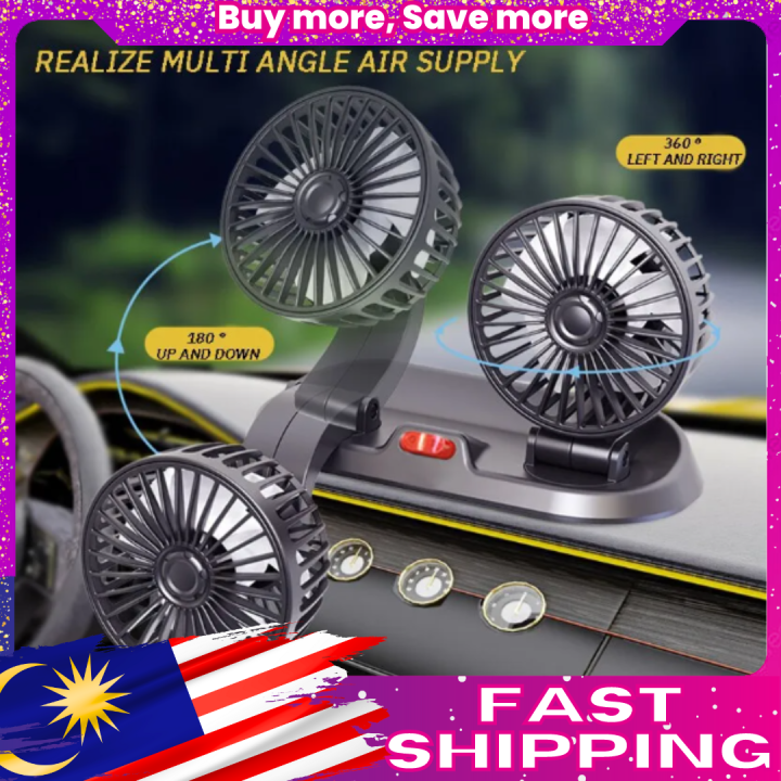 【LOCAL Ready Stock】F410 Kipas Kereta 2 Kepala 360 Degree Rotation Car ...