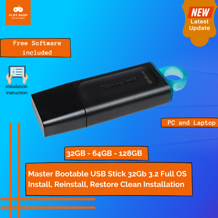 Master Bootable Pro USB Stick 32Gb 3.0 Full OS Install, Reinstall ...