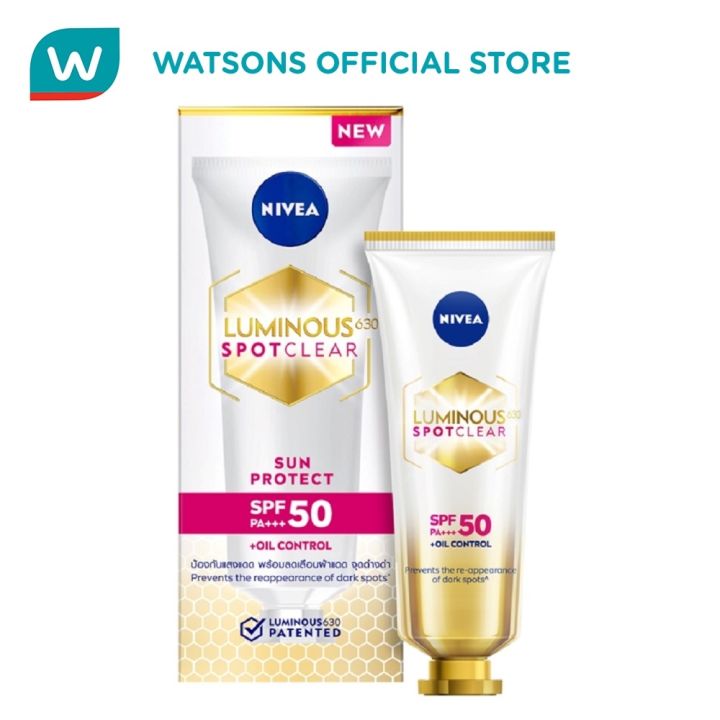 【COD】 NIVEA Luminous 630 Spot Clear Sun Protect SPF 50 40ml | Lazada PH