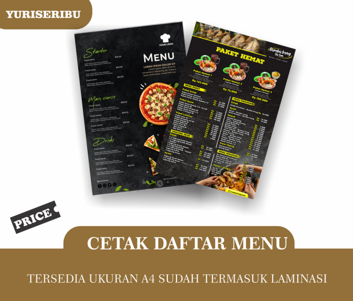 Daftar Menu Makanan Ukuran A4 ( Laminasi Waterproff/glossy) | Lazada ...