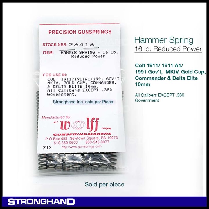 Wolff Hammer Spring, Firing Pin Spring -for CZ, Colt 1911/ 1911 A1 ...