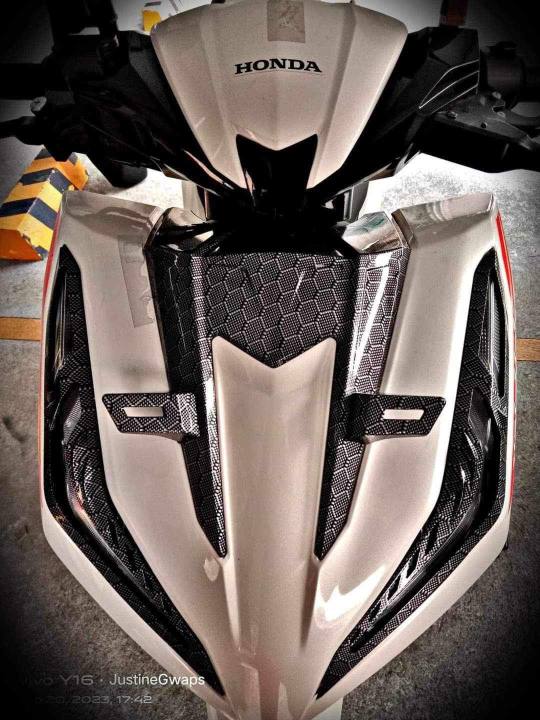 FRONT COVER WITH PLATE HOLDER HONEYCOMB CARBON DESIGN FOR HONDA CLICK ...
