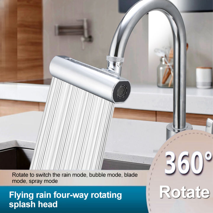 4 in 1 Swivel Waterfall Kitchen Faucet Thread Anti-Splash Device Rotary ...