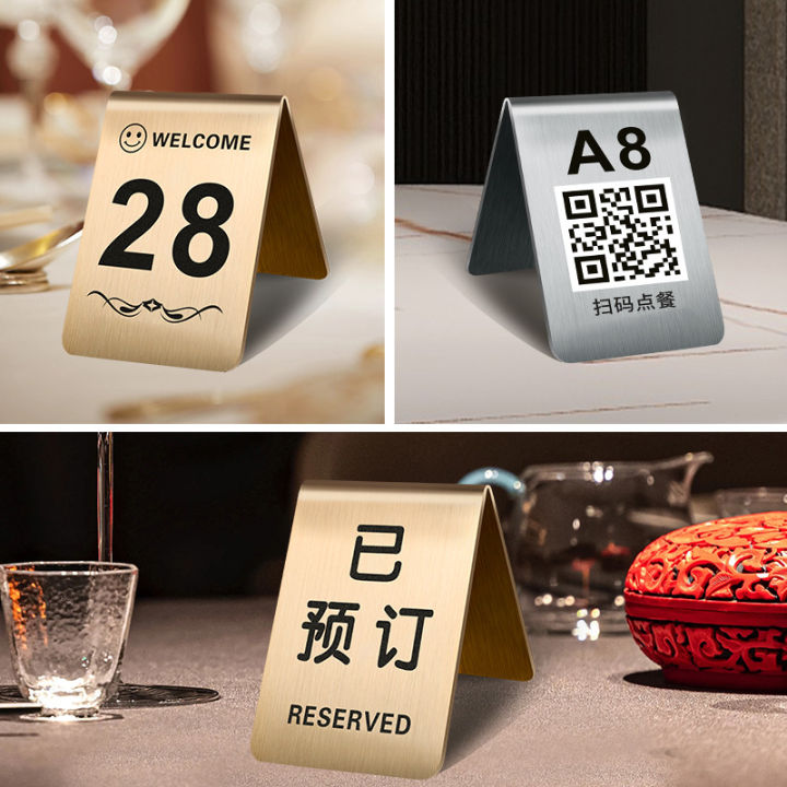 [HOT] Stainless Steel Seat Reservation Card Table Plate Double-Sided ...