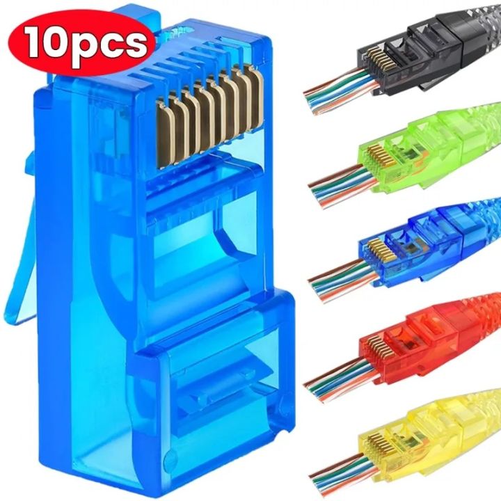 10Pcs Colorful RJ45 Connector Ethernet Cables Module Plug Network ...