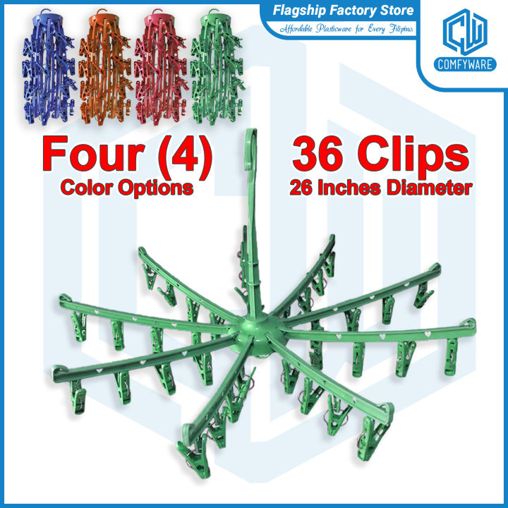 Foldable Rotatable Large 4 Layer Umbrella Hanger w 36pcs Clips Sipit ...