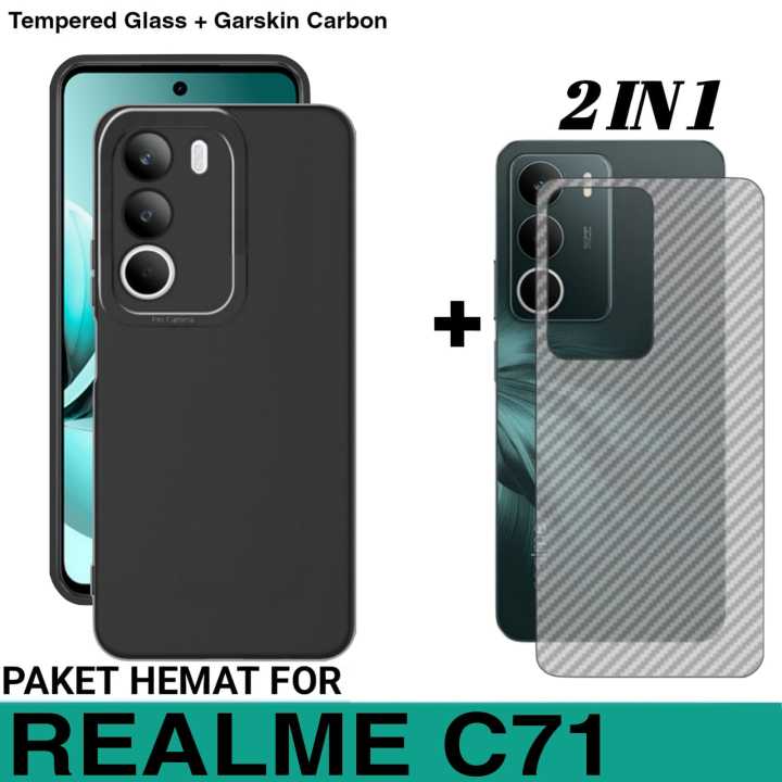 PROMO 2IN1 CASE REALME C71 SOFT CASE LIQUID PRO CAM FREE GARSKIN CARBON ...