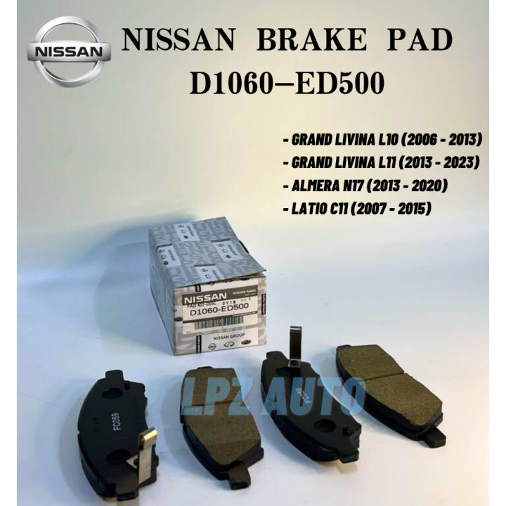 NISSAN BRAKE PAD - GRAND LIVINA L10/ GRAND LIVINA L11/ALMERA N17/LATIO C1 D1060-ED500 | Lazada